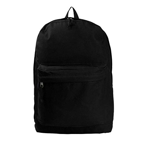 K-Cliffs Bulk Classic Backpack 18 inch Basic Bookbag Case Lot 36pc Simple School Bag Black