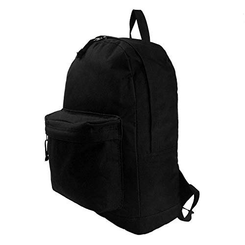 K-Cliffs Bulk Classic Backpack 18 inch Basic Bookbag Case Lot 36pc Simple School Bag Black