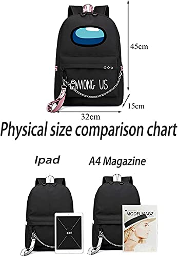 ChamZA Classic Us Backpack Unisex Bookbag w USB & Headphone Ports & Cables High-Capacity Book Bags for Boys Girls Comfortable Stylish Adults' Daypack (Pink), 17.7x 5.9 X 12.6 inch