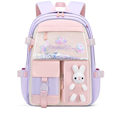 QENIN Cute Backpack Bunny Backpack Kawaii Backpack Waterproof Laptop Backpack（Purple，M）