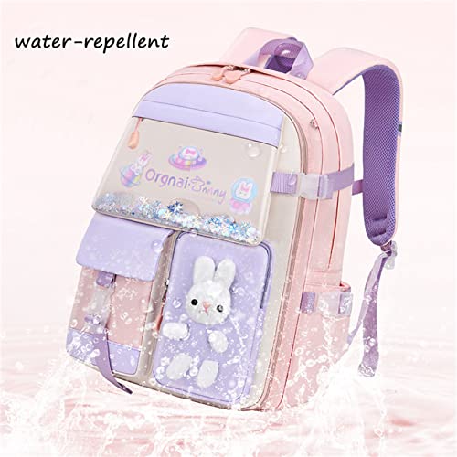 QENIN Cute Backpack Bunny Backpack Kawaii Backpack Waterproof Laptop Backpack（Purple，M）