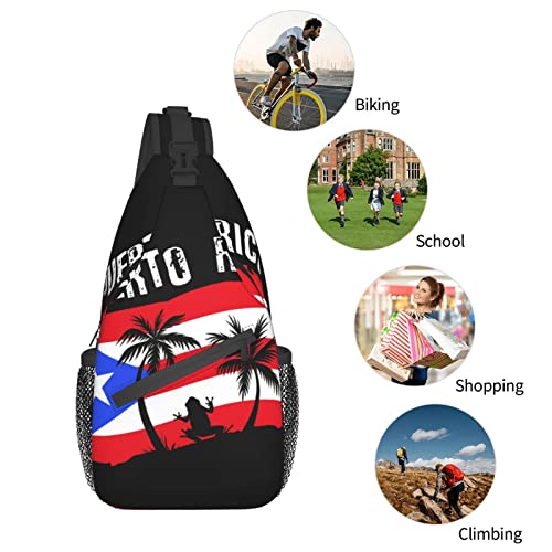 Puerto Rico Rican Flag Sling bag/Crossbody Backpack/Puerto Rican Shoulder Bag for Travel, Hiking, Cycling, Camping, Work