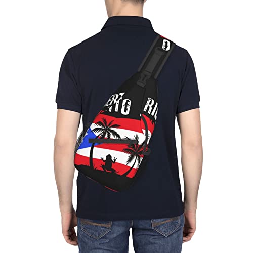 Puerto Rico Rican Flag Sling bag/Crossbody Backpack/Puerto Rican Shoulder Bag for Travel, Hiking, Cycling, Camping, Work