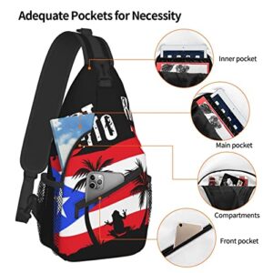 Puerto Rico Rican Flag Sling bag/Crossbody Backpack/Puerto Rican Shoulder Bag for Travel, Hiking, Cycling, Camping, Work