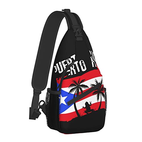 Puerto Rico Rican Flag Sling bag/Crossbody Backpack/Puerto Rican Shoulder Bag for Travel, Hiking, Cycling, Camping, Work