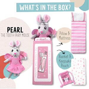 Foothill Toy Co. Mice in Boxes - 'Pearl The Tooth Fairy Mouse' Playset with Stuffed Animal and a Keepsake Pouch