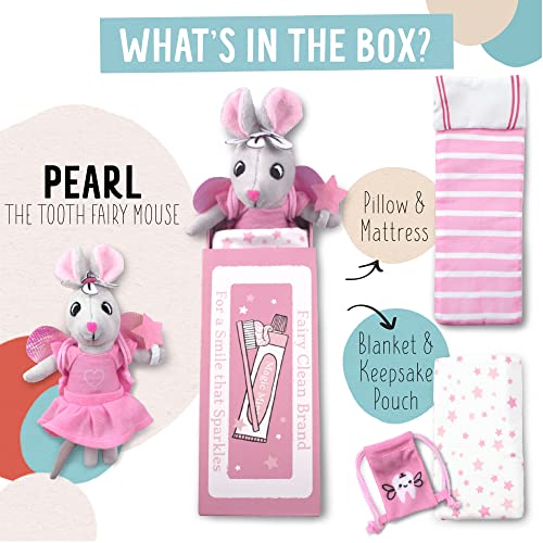 Foothill Toy Co. Mice in Boxes - 'Pearl The Tooth Fairy Mouse' Playset with Stuffed Animal and a Keepsake Pouch