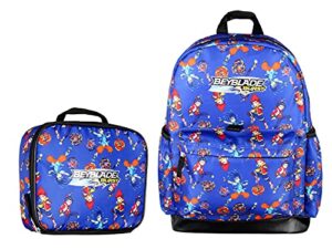 beyblade burst spinner tops character allover print backpack with lunch bag tote