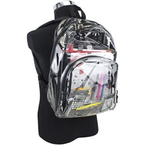 Eastsport Clear Backpack, Fully Transparent with Adjustable Colorful Padded Straps - Black