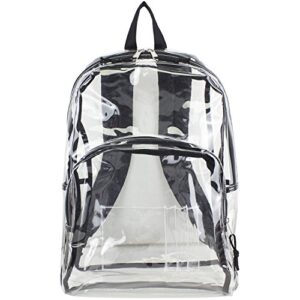 Eastsport Clear Backpack, Fully Transparent with Adjustable Colorful Padded Straps - Black