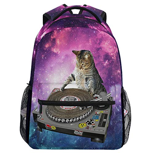 Wamika Funny Kitty Cat School Backpacks for Girls Kids Boys Galaxy Nebula Book Bag Waterproof Student Laptop Backpack Casual Extra Durable Lightweight Travel Sports Day Pack College Carrying Bags