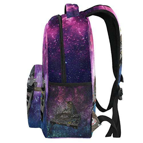 Wamika Funny Kitty Cat School Backpacks for Girls Kids Boys Galaxy Nebula Book Bag Waterproof Student Laptop Backpack Casual Extra Durable Lightweight Travel Sports Day Pack College Carrying Bags