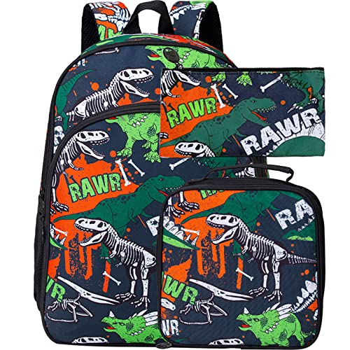 CCJPX Dinosaur Backpack for Boys, 16” Kids Preschool Bookbag and Lunch Box for Kindergarten Elementary