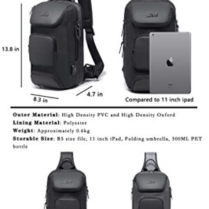 SMONT Sling Bag Crossbody Backpack Waterproof Men's Chest Bag with USB Charging Port Shoulder Casual Daypack for Cycling Fitness Walking