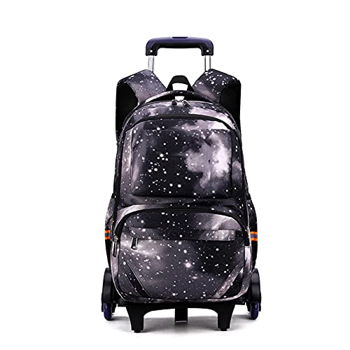 Rolling Backpack for Boys Girls Galaxy-prints Student Bookbags Kids' Carry-Ons Luggage Travel Trolley Bags for School