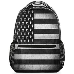 white black american flag backpack for women men waterproof travel bookbag with adjustable shoulder strap backpack travel laptop backpack for college school work hiking camping 16 inch