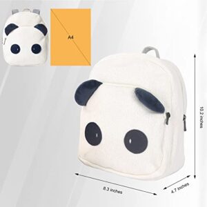 Hisnho Cute Toddler Backpack, Mini Baby Boy Girl Gift Cotton Bag Little Kid Cartoon Preschool Bookbag Animal Bag Travel Bag for Baby Girl Boy (White Panda)