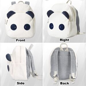 Hisnho Cute Toddler Backpack, Mini Baby Boy Girl Gift Cotton Bag Little Kid Cartoon Preschool Bookbag Animal Bag Travel Bag for Baby Girl Boy (White Panda)