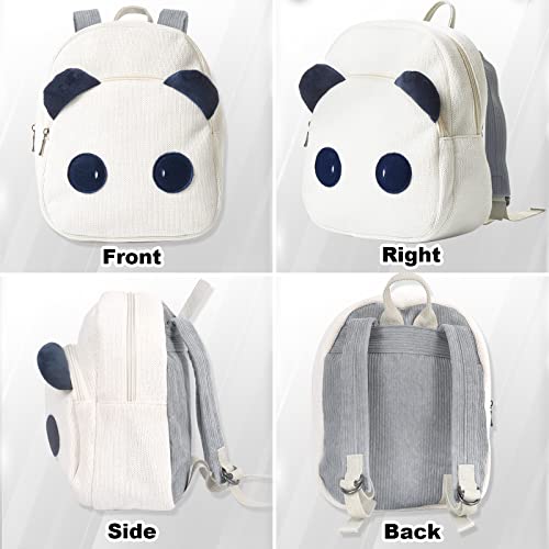 Hisnho Cute Toddler Backpack, Mini Baby Boy Girl Gift Cotton Bag Little Kid Cartoon Preschool Bookbag Animal Bag Travel Bag for Baby Girl Boy (White Panda)