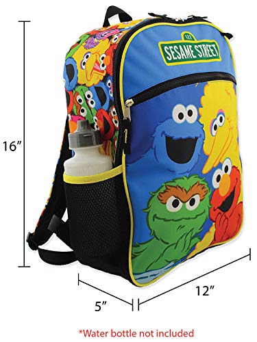 Sesame Street Boys Girls 5 piece Backpack Lunch Bag and Snack Bag School Set (One Size, Blue/Multi)