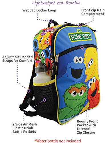 Sesame Street Boys Girls 5 piece Backpack Lunch Bag and Snack Bag School Set (One Size, Blue/Multi)