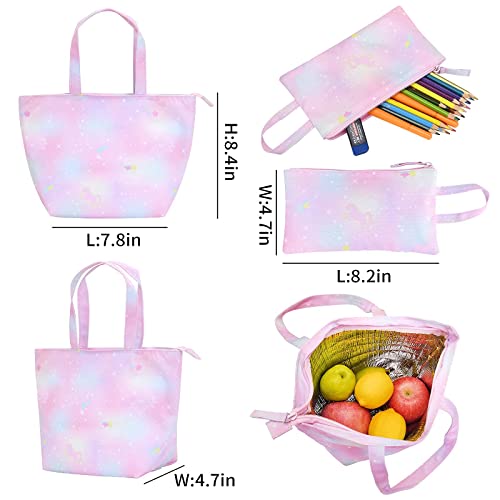 Girls Backpack With Lunch Box,Cute Girl's Backpack Toddler Hiking Backpack Set Pink Backpack for Girls Kindergarten Preschool Elementary with Lunch Box and Pencil Box