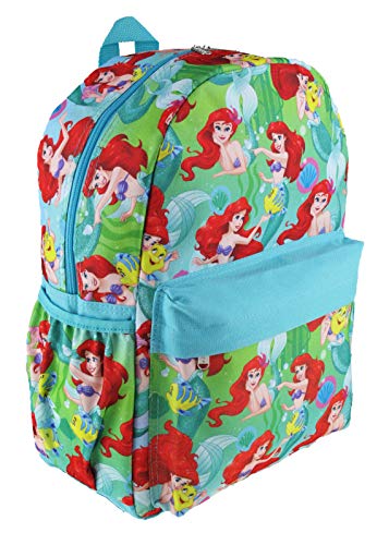 Disney's The Little Mermaid 16 inch All Over Print Deluxe Backpack With Laptop Compartment