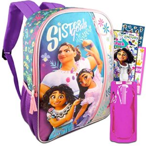 encanto backpack for girls disney – bundle with 16” encanto backpack, water pouch, encanto play pack, more (encanto school backpack)