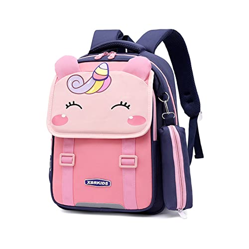 Tanou Girls Backpacks Elementary,Girls Bookbags Elementary with Pecnil Case,2023 Sturdy Lightweight Girls Bags Elementary,Pink/Blue