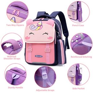 Tanou Girls Backpacks Elementary,Girls Bookbags Elementary with Pecnil Case,2023 Sturdy Lightweight Girls Bags Elementary,Pink/Blue