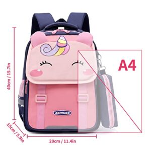 Tanou Girls Backpacks Elementary,Girls Bookbags Elementary with Pecnil Case,2023 Sturdy Lightweight Girls Bags Elementary,Pink/Blue