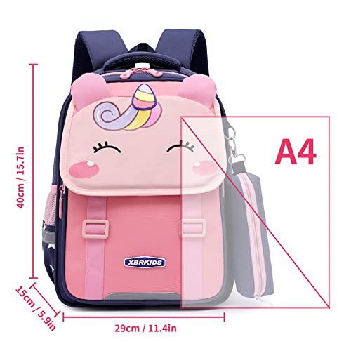 Tanou Girls Backpacks Elementary,Girls Bookbags Elementary with Pecnil Case,2023 Sturdy Lightweight Girls Bags Elementary,Pink/Blue