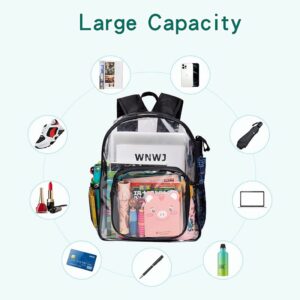 Clear Backpack With Front Pocket - Stadium Approved Durable Heavy Duty PVC With Reinforced Strap Transparent For School, Work or Stadium Events (black)