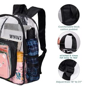 Clear Backpack With Front Pocket - Stadium Approved Durable Heavy Duty PVC With Reinforced Strap Transparent For School, Work or Stadium Events (black)