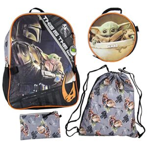 the mandalorian grogu baby yoda this is the way 5 piece 16″ backpack lunch bag mega set