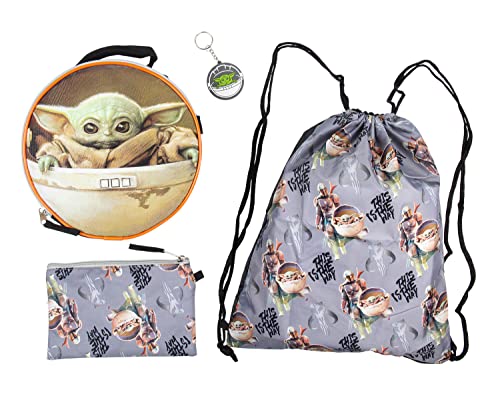 The Mandalorian Grogu Baby Yoda This Is The Way 5 Piece 16" Backpack Lunch Bag Mega Set