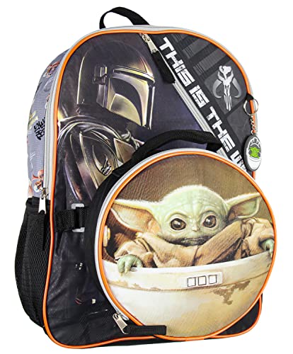 The Mandalorian Grogu Baby Yoda This Is The Way 5 Piece 16" Backpack Lunch Bag Mega Set