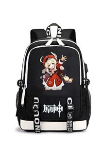 ttbrand joyee hot game genshin impact cosplay backpack with usb charging port for teen. (klee)