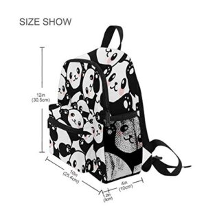 Cute Panda Backpacks for Kids Girls Boys Cartoon Pandas Bamboo Preschool Toddler Bookbag Backpack with Chest Strap Mini Adorable Animals Kindergarten School Bags