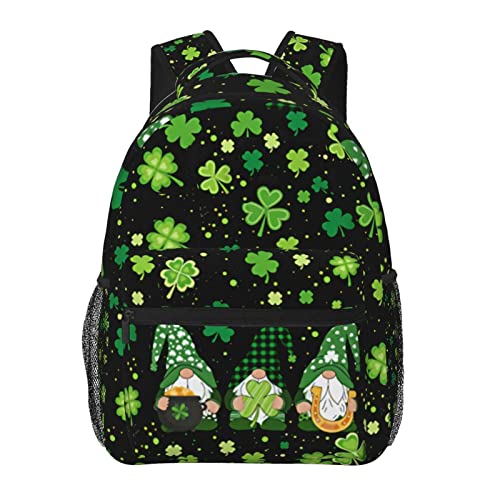 Gelxicu St. Patrick's Day Lucky Green Shamrock Backpack School Shoulder Bag Laptop Bag For Women Men Girls Boys Teens