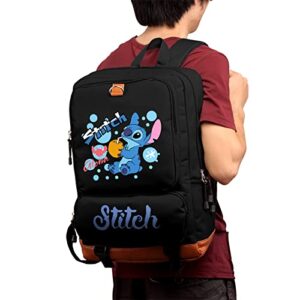 xmcvkpox Boys Girls Backpack, Fashionable Laptop Backpack Cartoon Book Bag Adjustable Shoulder Strap Daypack, Black4