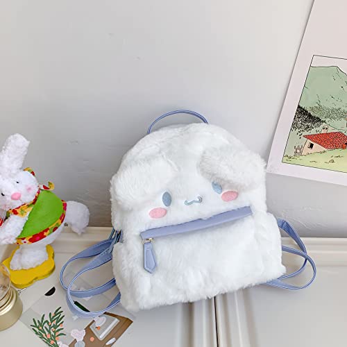 Jeinju Cute Girl Plush Bag School Backpacks,Kawaii Mini Bag 3D Kawaii Animal Cartoon Schoolbag,Girl Gift Backpack(White, One Size)