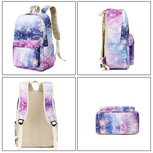 CAMTOP Backpack for Girls Teens School Bookbags Cute Kids Backpacks (Galaxy-Purple Pink)