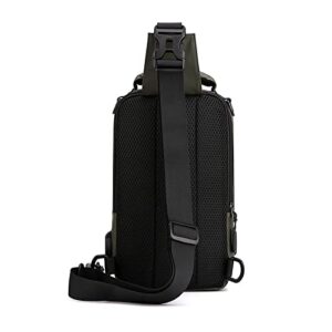 Yoanlayr Sling Backpack Crossbody Shoulder Chest Bag for Men Women Travel Hiking Daypack with USB Cable,Black