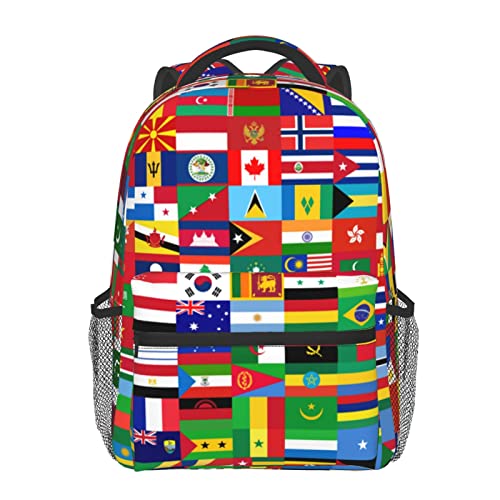 Worlds Flag School Computer Backpacks Book Bag For Boys Girls Travel Hiking Camping Daypack