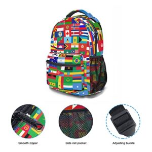 Worlds Flag School Computer Backpacks Book Bag For Boys Girls Travel Hiking Camping Daypack