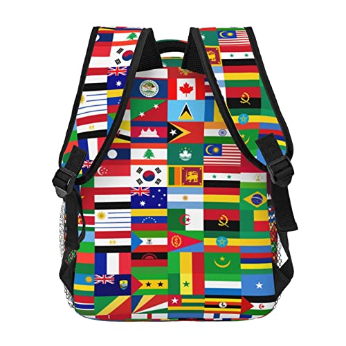 Worlds Flag School Computer Backpacks Book Bag For Boys Girls Travel Hiking Camping Daypack