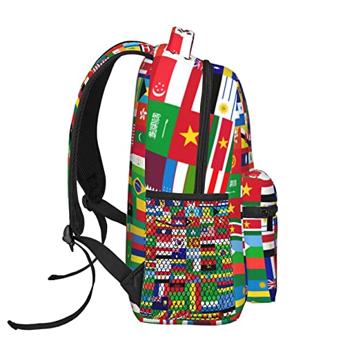 Worlds Flag School Computer Backpacks Book Bag For Boys Girls Travel Hiking Camping Daypack