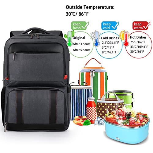 Lunch Backpack for Women, Insulated Cooler backpack with lunch compartment, College School Bookbag with USB Port, Fits 15.6 Inch Laptop, Waterproof Backpack Food Bag for Work Beach Camping Picnics…