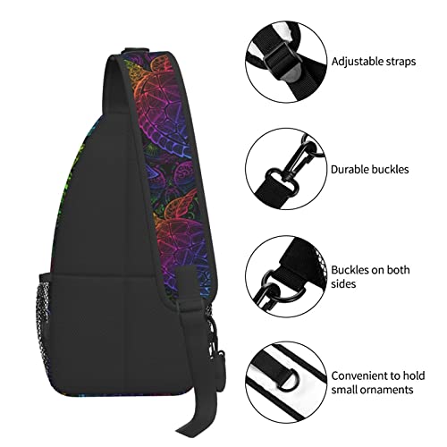 Boho Sea Turtle Mandala Sling Bag Rope Crossbody Shoulder Bags Fashion Chest Daypack For Men Women Hiking Travel Runner Biking Climbing